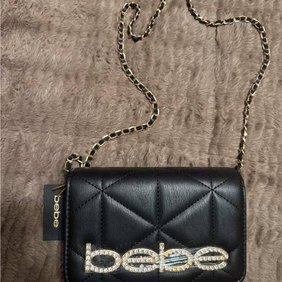 bebe | Bags | Bebe Black Crossbody Bag With Gold Chain | Poshmark